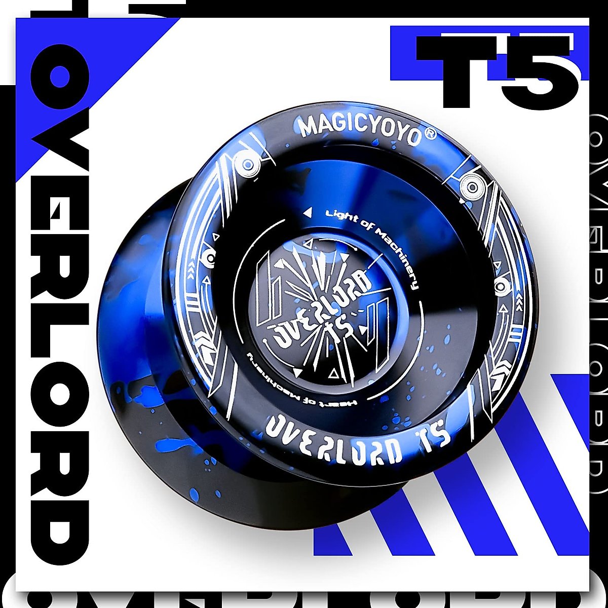 MAGICYOYO Unresponsive Yoyo T5 Black Blue Professional Yoyo for Kids Advanced Playing, Dual Purpose Yoyo with Responsive Yoyo Bearing Kit + 12 Yoyo Strings + Bearing Removal Tool+ Yoyo Storage Bag