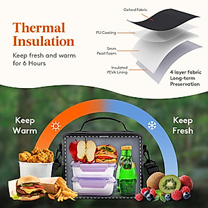 Lifewit Tactical Lunch Box for Men, Insulated Lunch Bag, 9L 12Can, Black