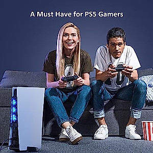 NexiGo PS5 Silent Enhanced Cooling Fan with Adjustable Speed, [Low Noise], [Auto Power On/Off], with USB 3.0 Port, Efficient Cooling System for Both Disc and Digital Editions