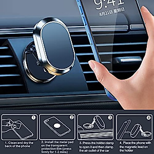 PKYAA Upgrade Foldable Magnetic Phone Holder for Car, Magnetic Car Phone Mount 360° Rotation [Powerful Magnets] Magnetic Phone Holder for Dashboard Windshield Compatible with All Smartphones