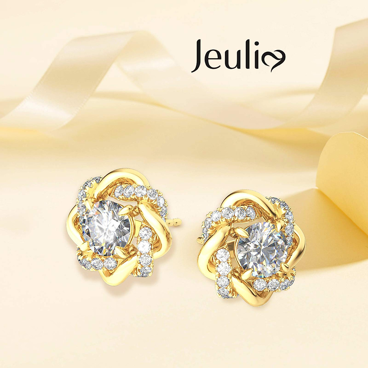Jeulia Love Knot Earrings 925 Silver Stud Earrings Romantic Halloween Jewelry Gifts Anniversary X-mas Birthday Gift