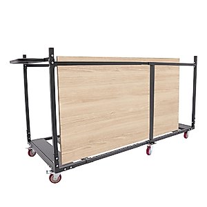 LIYUANJUN Folding Table Cart with Wheels, 33×75×39 Inch Table Trolley w/Handle Heavy Duty Panel Dolly for 8pcs Folding Round Tables or 12pcs Foldable Tables U-Shaped Rings, Black