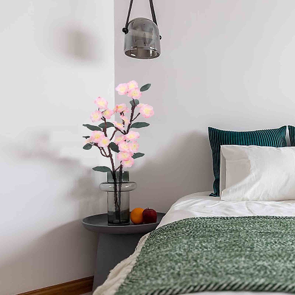 HUAESIN Artificial Cherry Blossom Branches Faux Flowers 2 Pcs 25 Inch Peach Blossom Silk Flower for Wedding Party Garden Home Hotel Shop Arch Decoration