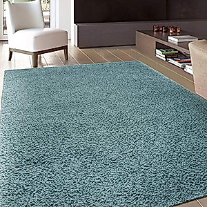 Rugshop Solid Cozy Plush Shag Area Rug 5' x 7' Blue