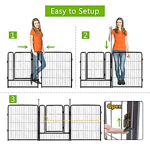 TMEE Garden Fence 16 Panels 36ft×32in Decorative Garden Metal Fence with 2 Gates Outdoor Landscape Animal Barrier Dog Pet Fencing for Yard Patio, Black