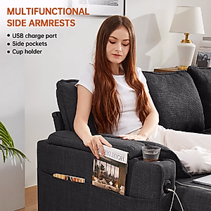 DURASPACE Sofa Bed, Sleeper Sofa Couch with Pullout Bed for Living Room, L Shaped Couch with Storage Chaise, USB, Cup Holder (Dark Gray)