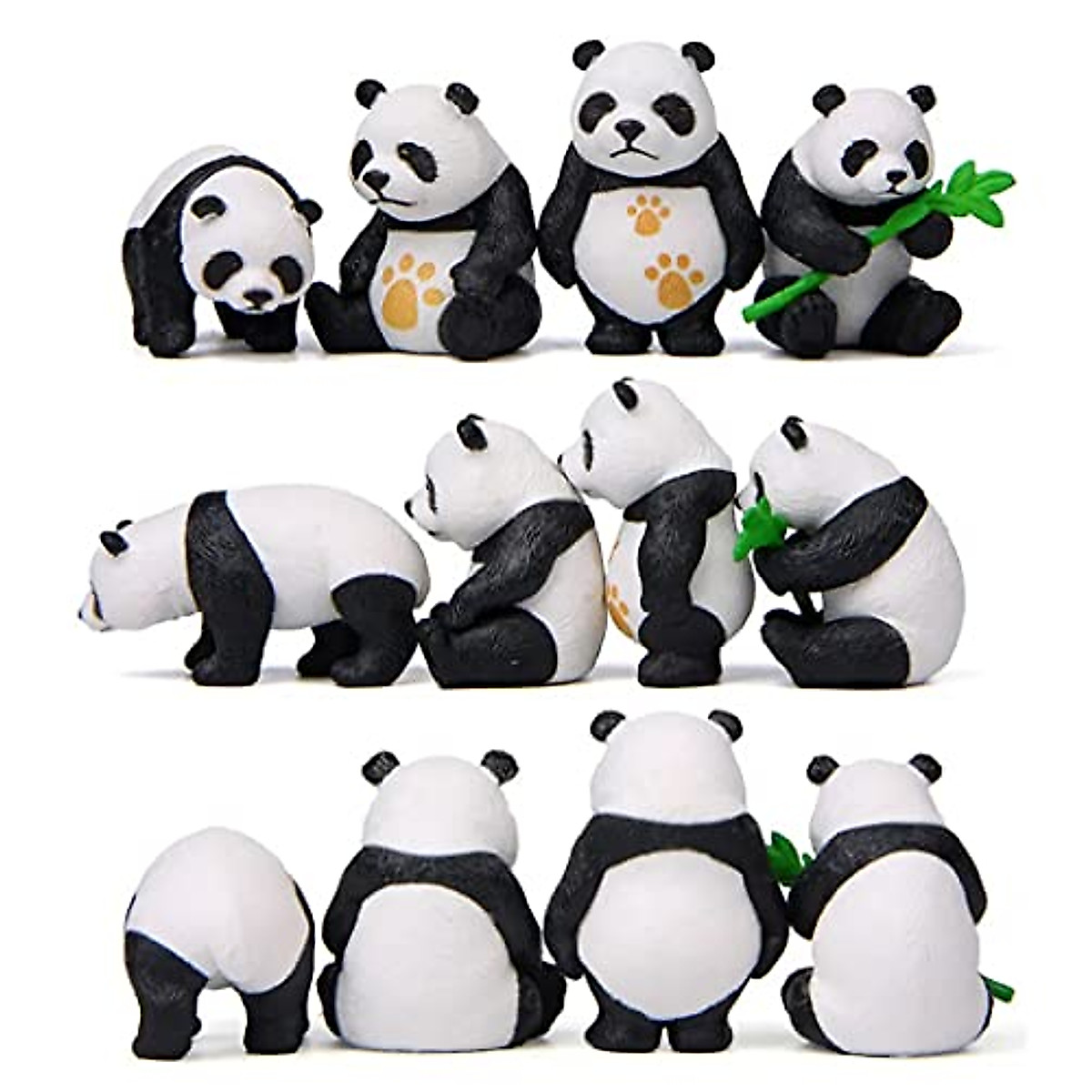 Danmu 4 Pack Resin Mini Panda Figurines, Miniature Figurines, Fairy Garden Accessories, Fairy Garden Supplies, Fairy Garden Animals for Fairy Garden, Plant Pots, Bonsai Craft Decor Size L
