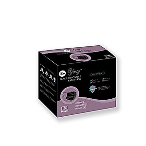 Em Yeraz 100 Disposable Black Face Mask Filter Protection Face Mask,Breathable Men Women and Teens