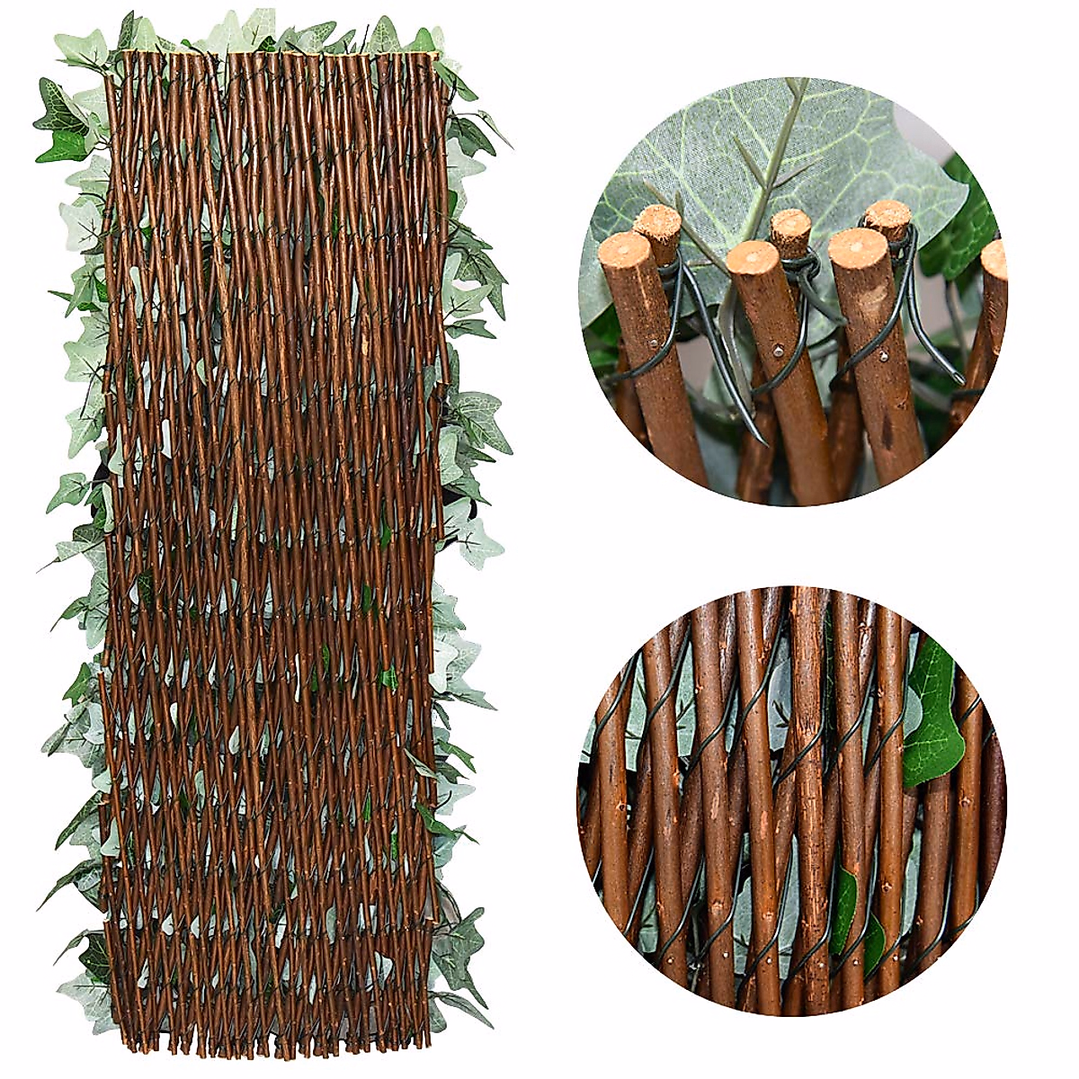 GLANT Expandable Fence Privacy Screen for Balcony Patio Outdoor,Decorative Faux Ivy Fencing Panel,Artificial Hedges (Single Sided Leaves) (1, Green-Ivy)