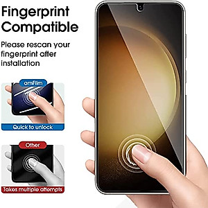 amFilm [2+2 Pack Hybrid Film Screen Protector for Samsung Galaxy S23+/S23 Plus 6.6 Inch [100% Fingerprint ID Compatible] with Tempered Glass Camera Lens Protector and Easy Installation Tray.