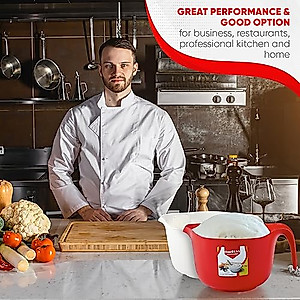 Large Mixing Bowls with Handles, 2 Pcs Microwave Safe 3.6 qt - Plastic Nesting Bowls for Kitchen, Batter Bowls, Easy to Clean, White & Red