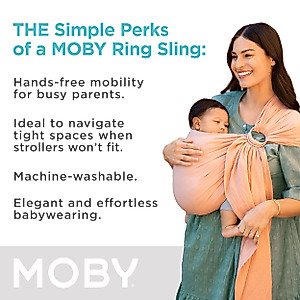 Moby Ring Sling Wrap Carrier | Hands-Free, Versatile Support Wrap for Mothers, Fathers, and Caregivers | Breathable, Baby Wrap Carrier for Newborns, Infants & Toddlers | Supports 8-30 lbs | Rose