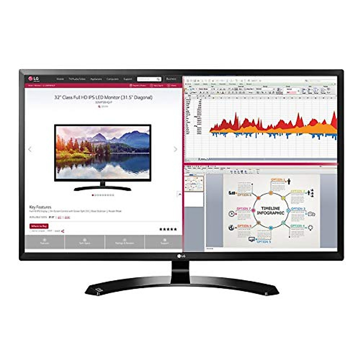 LG 32MP58HQ-P 32-Inch IPS Monitor with Screen Split, Black