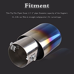 RYANSTAR Universal 1.5"-2"(1.0L-2.0L) Stainless Steel Exhaust Muffler Tip Pipe Car Oval Rear Exhaust Straight TailPipe Muffler Modification Blue Burnt