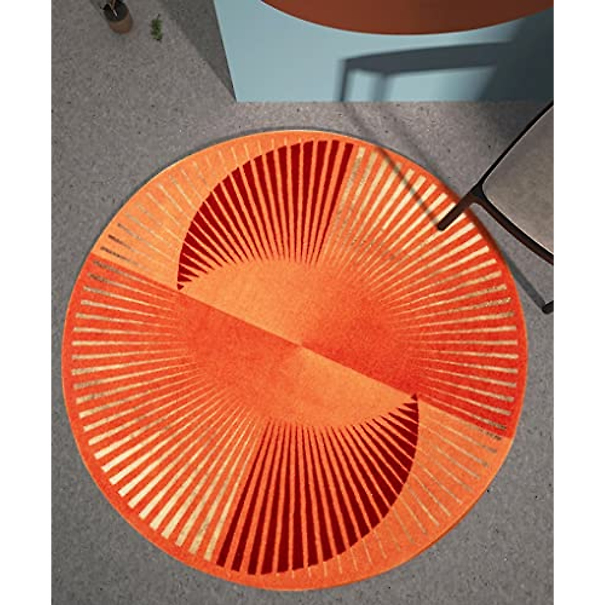 Burnt Orange Round Wool Soft Area Rug for Living Room Bedroom Circle Modern Abstract Carpet Under Dining Coffee Table Indoor No-Slip Plush Throw Nursery Rug Floor Runner Rug 7ft