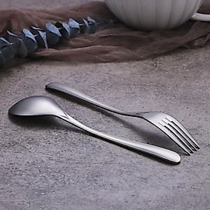 Zerophilo Titanium Cutlery Set, Lightweight Flatware, Modern Design, Dishwasher Safe, Service for 1 (2)