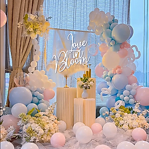 Mirooyu Wooden Love In Bloom Sign, White Bridal Shower Decorations Sign for Engagement,Bridal Shower Backdrop, Wedding Shower Decor,Engagement Party Favors