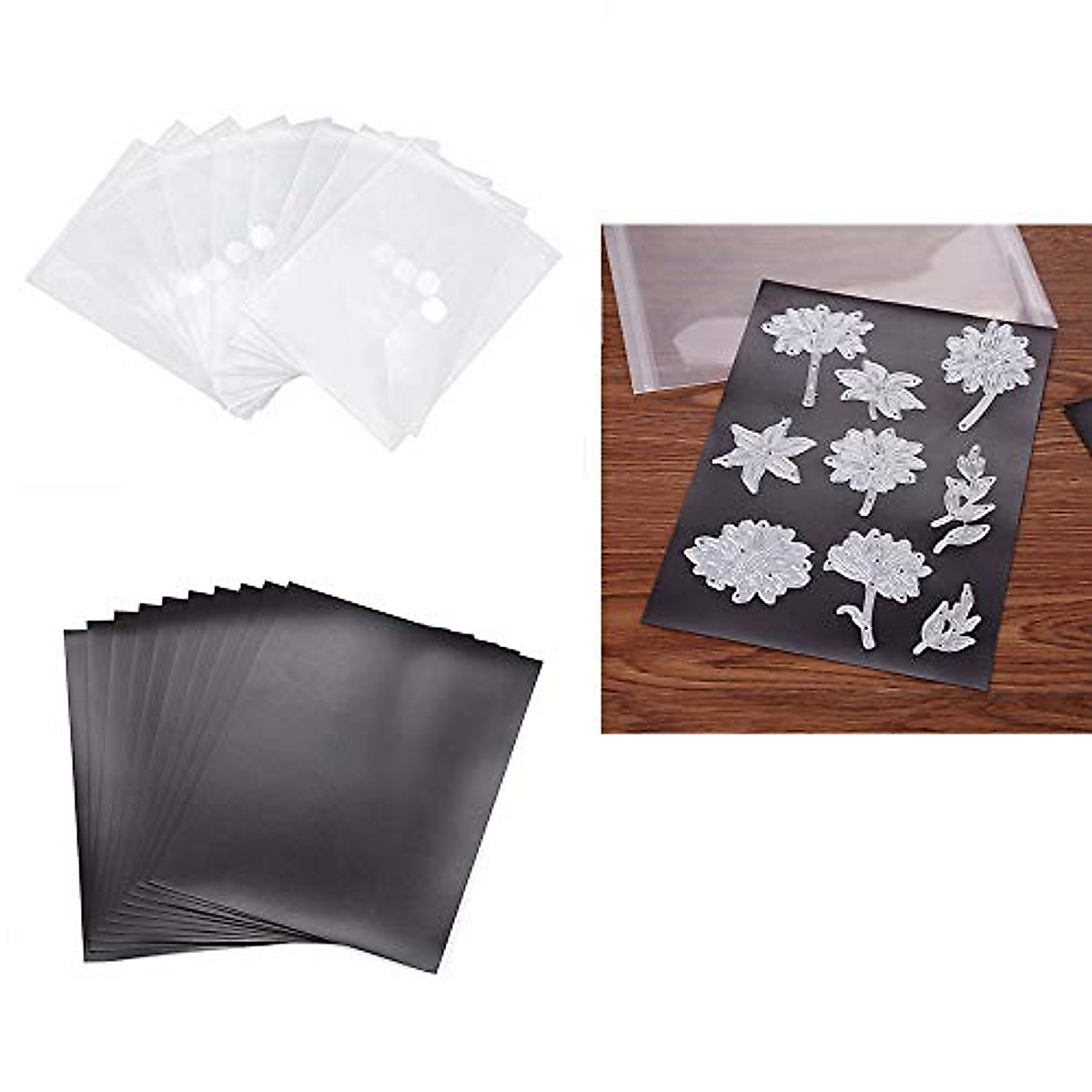 10 Pack 6.8x4.8" Magnetic Sheets with 10 Pack 5x7" Stamp & Die Storage Pockets Set for Cutting Dies Stencil Album Stamp Crafts Store and Organize All of Your Metal Cutting Dies On Single Side