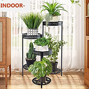 BNNMKL 6 Tier Plant Stand Indoor Outdoor, Tall Plant Shelf Multiple Flower Pot Holder, Metal Wrought Iron Planter Shelf Plant Display Rack for Garden Patio Lawn Balcony Black