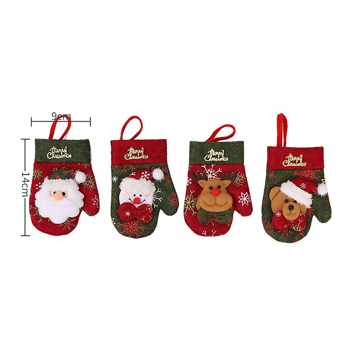 DOITOOL 4 Pcs Christmas Cutlery Bags Mini Christmas Stockings Gloves Bear Tableware Cover Xmas Silverware Holders Christmas Table Decoration