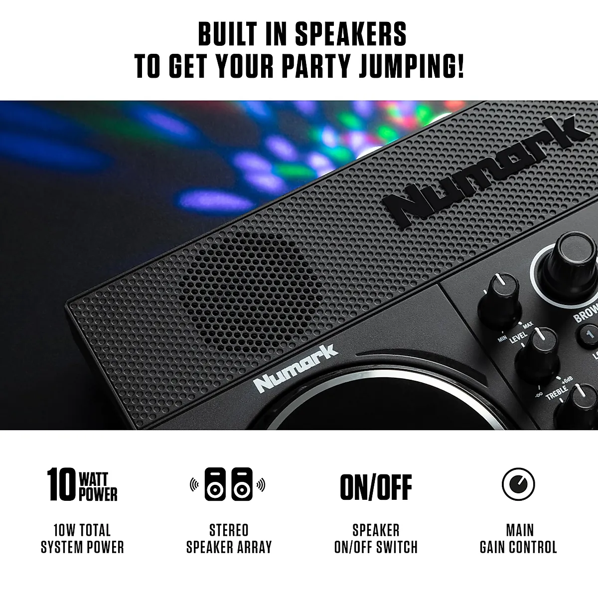 Numark Party Mix Live - DJ Controller with Built in Speakers, Party Lights and DJ Mixer, Complete Dj Set with Mixer and Audio Interface + Serato DJ Lite