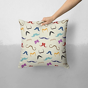 iiRov Vintage Mustache Bundle - Custom Decorative Home Decor Indoor or Outdoor Throw Pillow Cover Plus Cushion Set for Sofa, Bed or Couch (Pillow CASE Cover Plus Cushion)