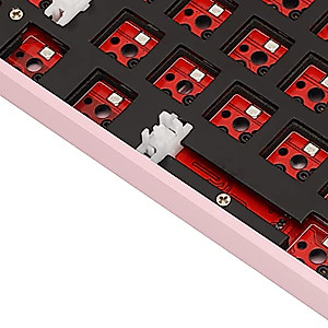 Naroote Modular Mechanical Gaming Keyboard, Wide Compatibility 61 Keys Mechanical Keyboard DIY Kit with ABS Shell RGB (Pink)