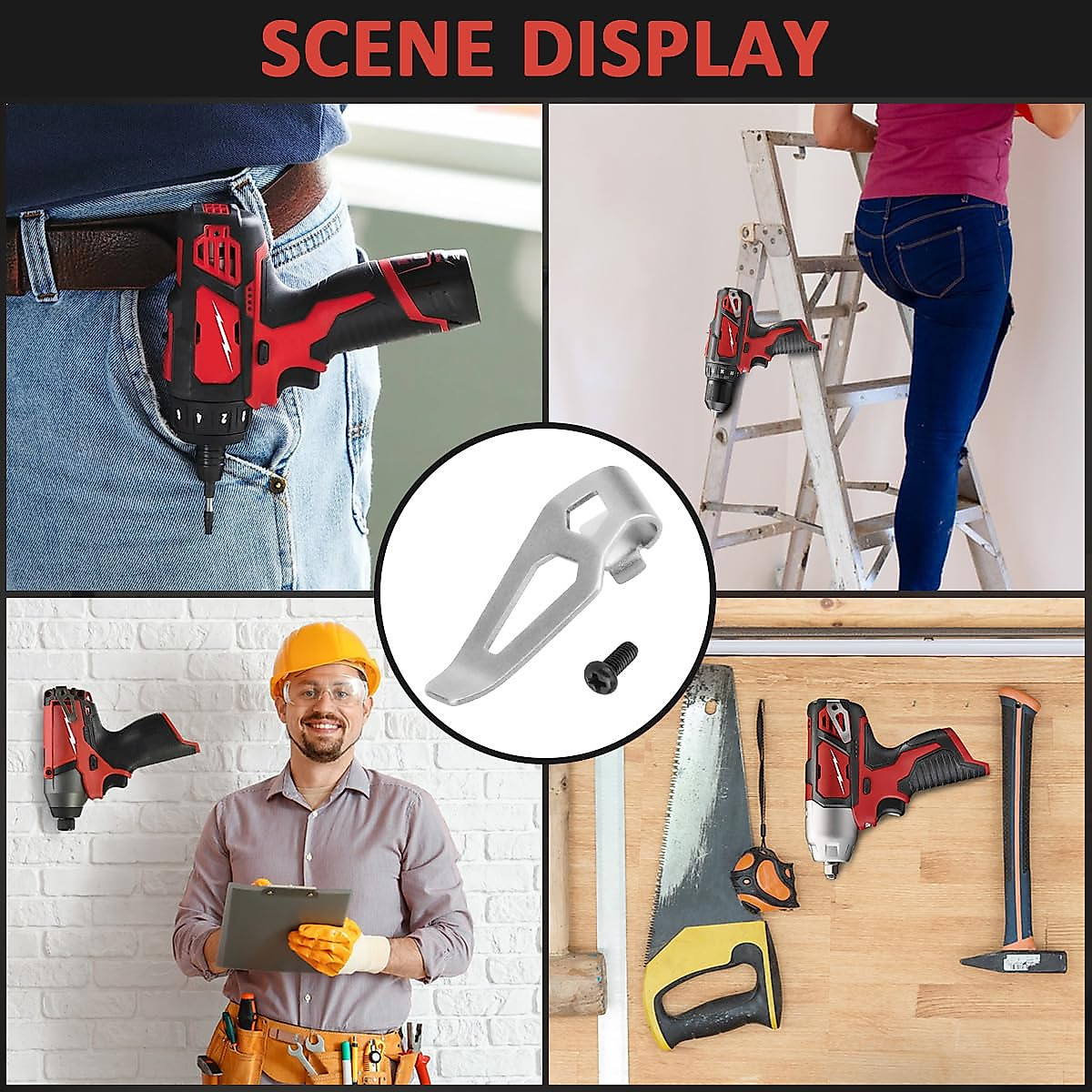 Belt Clips for Milwaukee, 4pcs 42-70-0490 Drill Tool Clips Hook Kit with Screws for Milwaukee Hex Screwdrive, Drill Driver, 12 Volt Power Tools