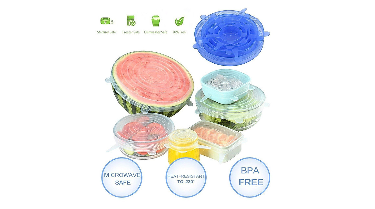 Reusable Silicone Stretch Lids Set - 12 Pack Multi-Size Food Covers