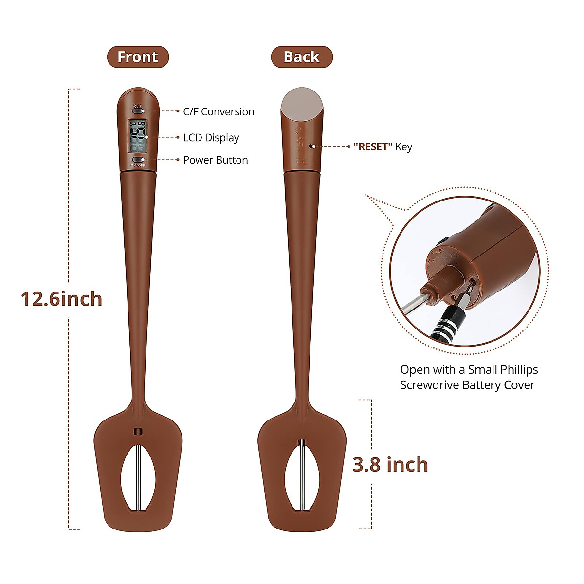 Digital Candy Thermometer,CgBeHah Instant Read Kitchen Cooking & Candy Spatula Thermometer Temperature Reader and Stirrer for Kitchen Cooking,Baking BBQ, Candy,Chocolate,Sauce, Jam