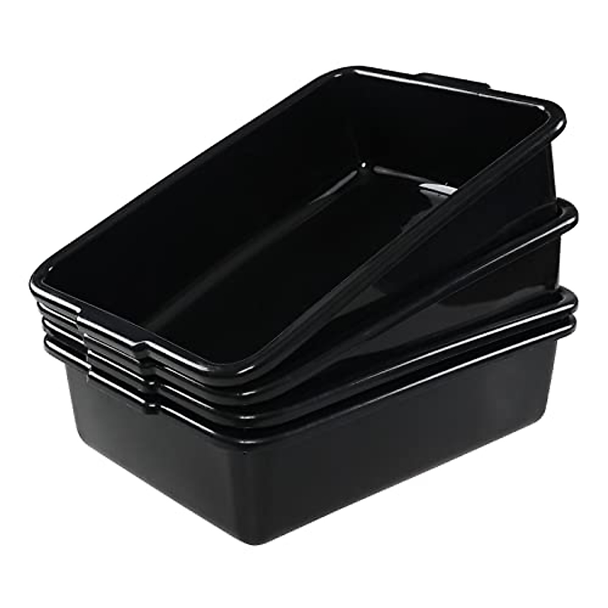 Callyne 4-Pack 13 L Black Plastic Kitchen Bus Tubs, Commercial Bus Box