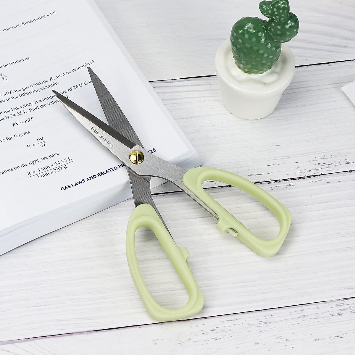 All Purpose 8" Scissors Heavy Duty Ergonomic Comfort Grip Shears Sharp Scissors for Office Home Household (Green)