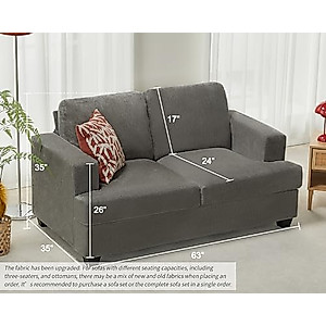 VanAcc Sofa, Comfy Sofa Couch with Extra Deep Seats, Modern Sofa Couch- Loveseat, Couch for Living Room Apartment Lounge, Grey Chenille