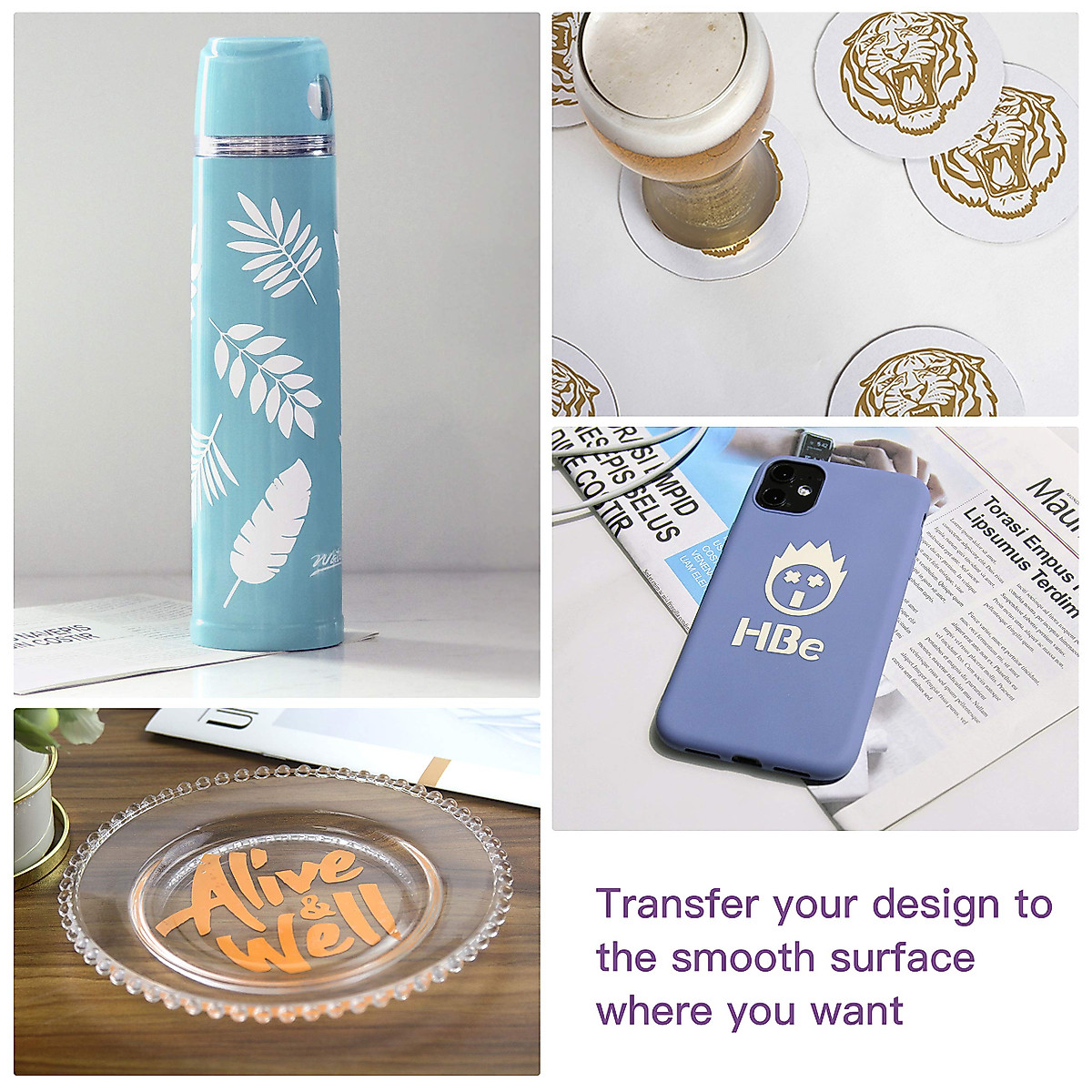 RIZEE Strong Grip Transfer Tape 12x120 Inches w/Alignment Grid for Heavier Adhesive Vinyl - Perfect for Glitter Vinyl, Brushed Vinyl for Decals, Signs, Windows, Stickers