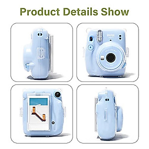 MUZIRI KINOKOO Mini 11 Case Compatible with Fuji Instax Mini 11 Instant Camera -Hard PVC Crystal Clear Case with Back Photo Pocket to Store Films -Transparent