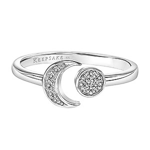 Moon Sun Star Diamond Fashion Stackable Open Ring in 925 Sterling Silver .09ct (I-J Color, I3 Clarity), Size 5, by Keepsake