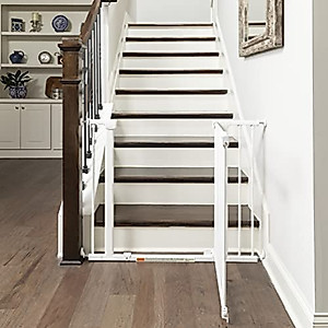 Qdos Safety Auto-Close SafeGate Baby Gate - Professional Grade Meets Tougher European Standards - Automatically Closes & Latches - Magnetic Lock Indicator - Easy Installation | Pressure Mount | White