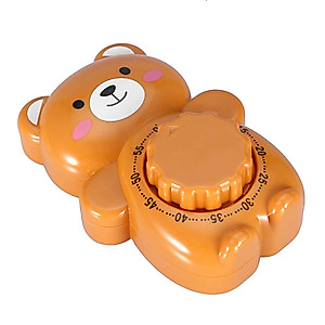 HERCHR Kitchen Timer, Mechanical Kitchen Timer Cute Bear Timer Kitchen Cooking Timer Wind Up 60 Minutes Manual Countdown Timer Visual Mechanical Timer for Classroom, Home, Study and Cooking, Brown
