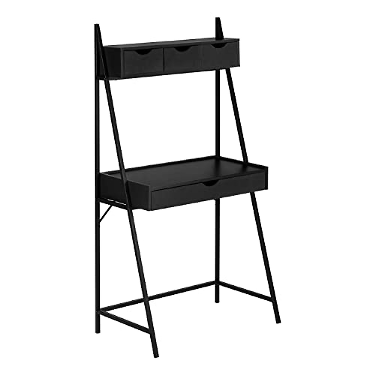 Monarch Specialties 7330 Computer Desk, Home Office, Laptop, Leaning, Storage Drawers, 32" L, Work, Metal, Laminate, Black, Contemporary, Modern Desk-32, 31.5" L x 19" W x 61.25" H