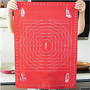 Webake Extra Large Silicone Pastry Baking Mat for Dough Rolling with Measurements 26 x 18 Inch, Non-Slip Cookie Pizza Pie Mat, Baking Sheet Liner Countertop Protector (Red)