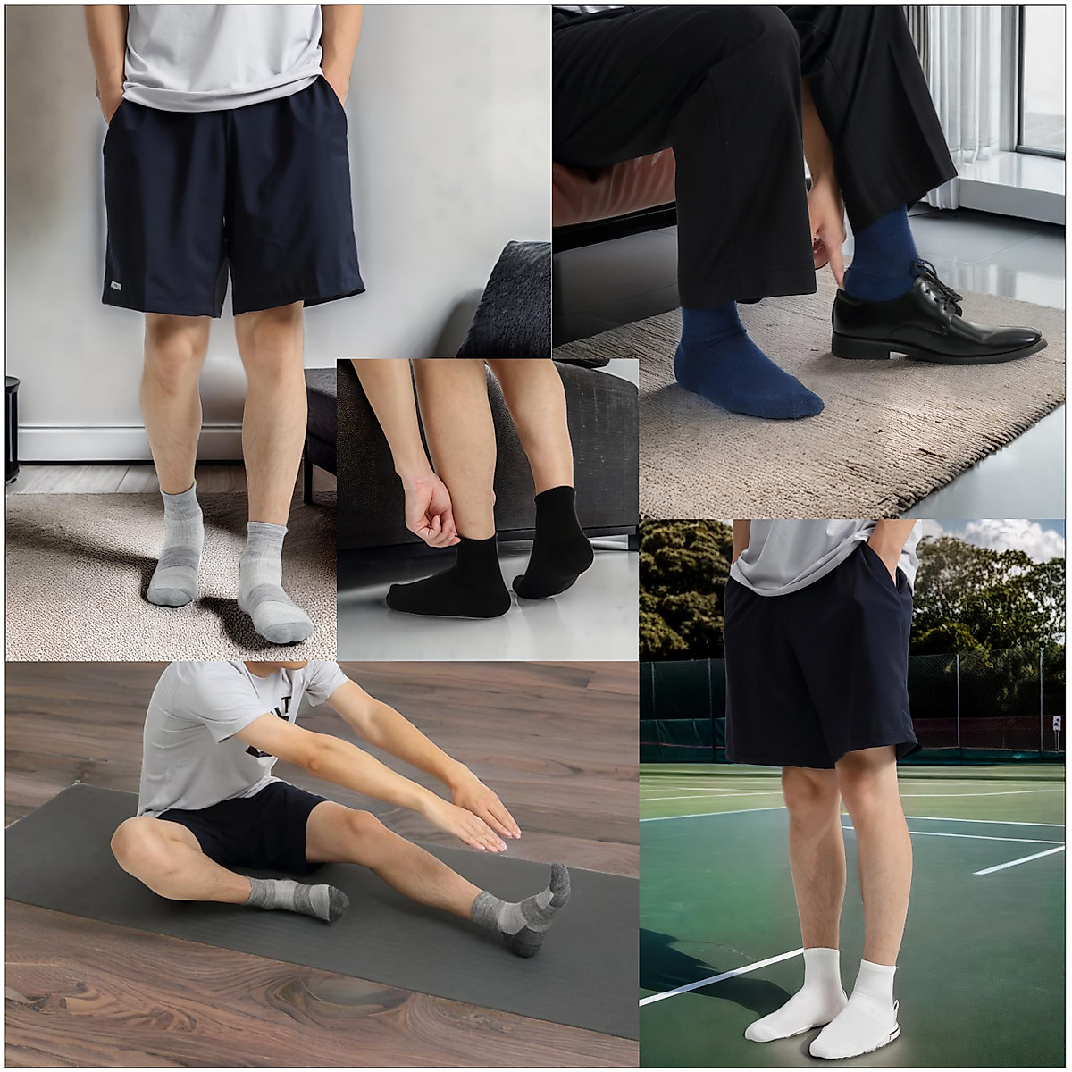 RTZAT 90% Merino Wool Ankle Men's Women's Athletic Business Casual Running Moisture Wicking Everyday Thin Wool Socks, Large, Black, 3 Pairs