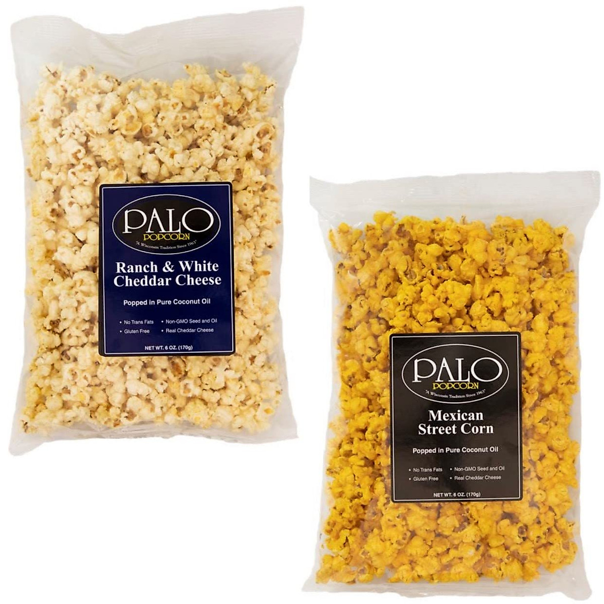 Palo Popcorn Gourmet Cheddar Cheese Popcorn Snacks, Gluten Free, Pick 6 Custom Variety Pack, 5.0-7.0 ounce bags (Pack of 6)