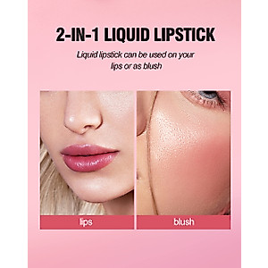 Easilydays Lip & Cheek Stain, 2 In 1 Blusher & Lip Water Tint Makeup, Matte Velvet Watery Tint Lip Gloss, Waterproof Long Lasting Lip Stains, Vivid Color Lip Stain Moisturizing Lightweight Lip Glaze for Women Pink Makeup (#01)