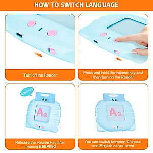 Ednzion Talking Flash Cards with 384 Sight Words (Including Letters and Numbers), Montessori Educational Learning Interactive Toddler Toys, Speech Therapy and Autism Sensory Toys, Blue