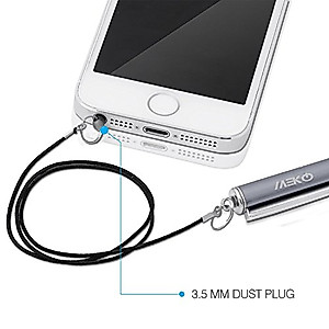 MEKO(TM) 4 Pcs [0.22-inch Rubber Tip Series] 5.5" L Precision Rubber Thin-Tip Styli/Stylus Pens Bundle with 4 Extra Replacement Rubber Tips and 2 Elastic Lanyards - (Dark Blue/Green/Hot Pink/Black)?-¡­