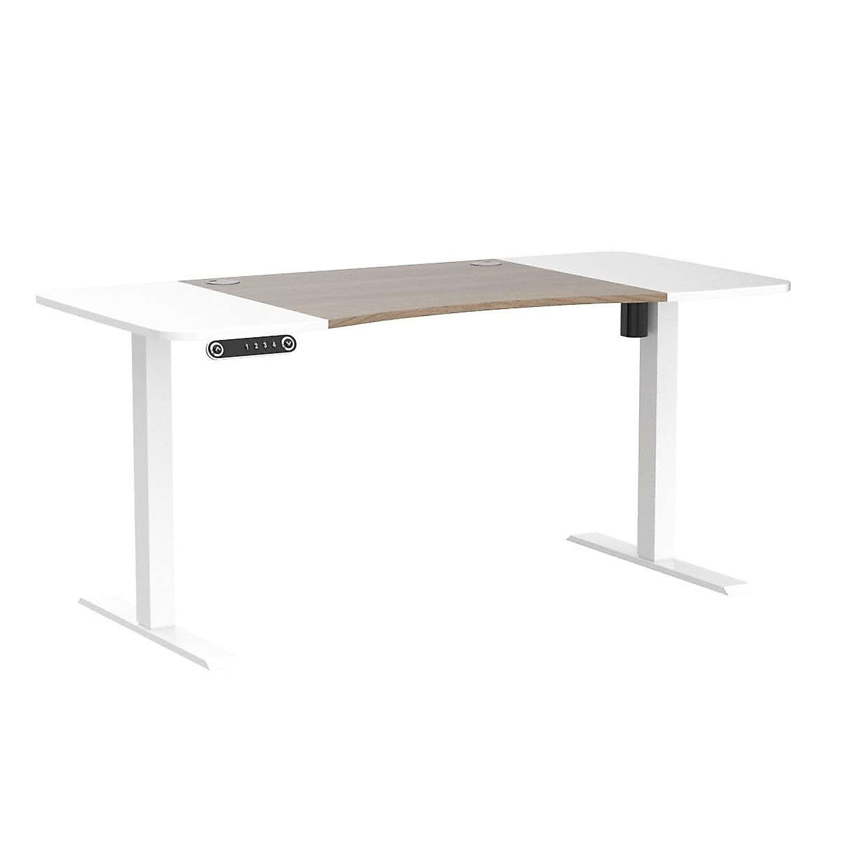 bilbil 63 x 30 Inch Dual Motor Electric Standing Desk, Height Adjustable Stand up Home Office Desk, Sit Stand Table with Splice Board, White Frame/Oak+White Top