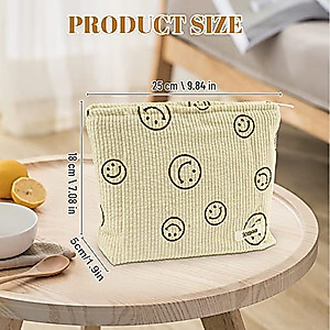HOYDATE Corduroy Cosmetic Bag with Zipper Cosmetic Bags Large Capacity Makeup Bags Travel Toiletry Bag Accessories Organizer Pouch Cosmetic Bag for Women Teen Girls(Beige)
