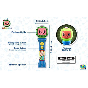 Cocomelon Toy Microphone for Kids, Musical Toy for Toddlers with Built-in Cocomelon Songs, Kids Microphone Designed For Fans of Cocomelon Toys and Gifts