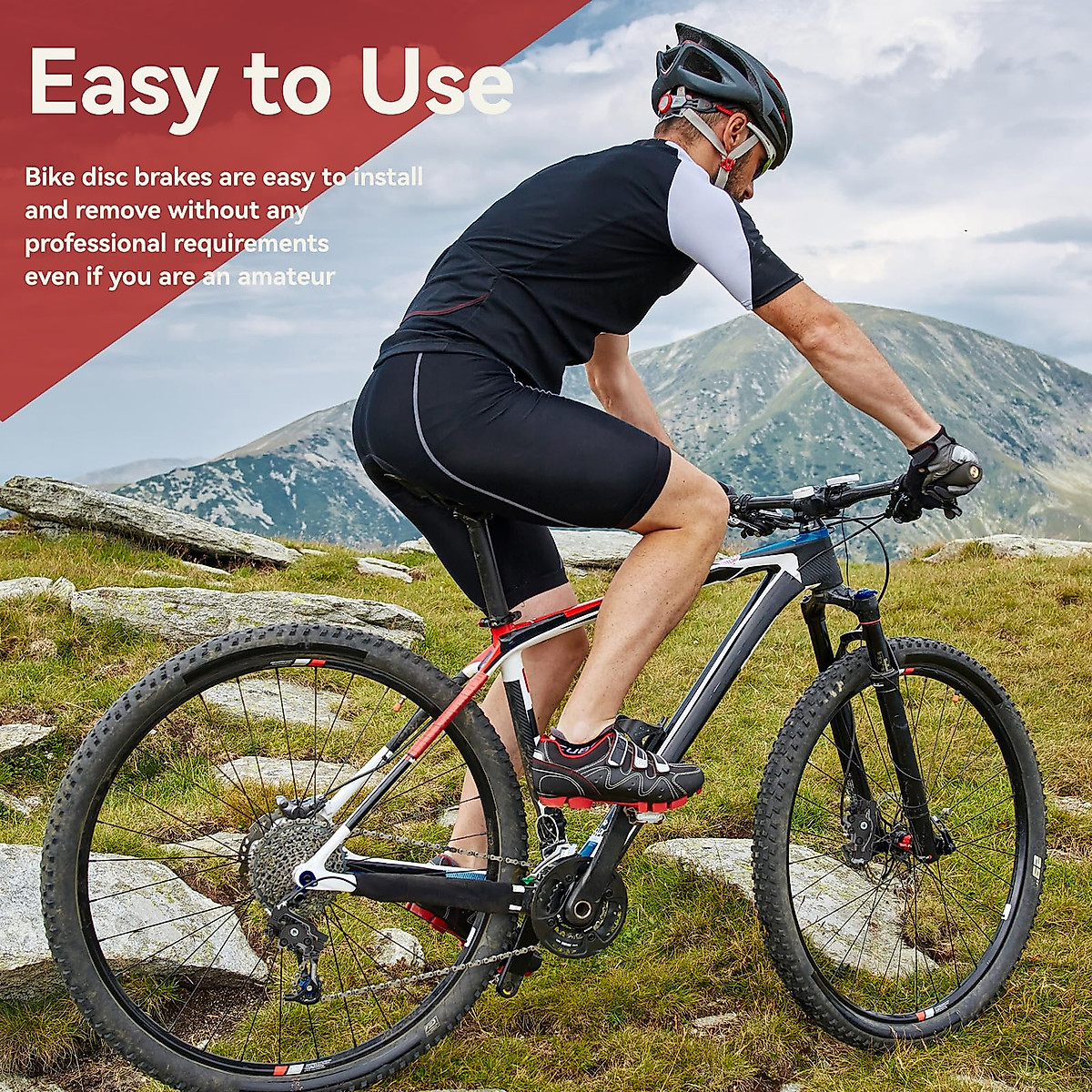 HERCHR MTB Disc Brake Set, 1 Set Disc Brake Kit, MTB Front & Rear Disc Brake Caliper Bicycle Bicycle Cable Puller Accessories for Mountain Bike, Road Bike, BMX(Black)