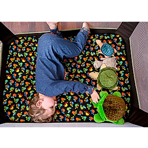 SheetWorld Fitted 100% Cotton Percale Pack N Play Sheet Fits Graco 27 x 39, Turtles Black, Made in USA